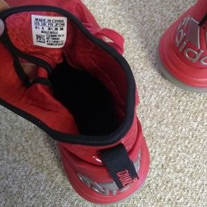adidas | Shoes | Adidas Red High Top Lace Up Sneakers | Poshmark